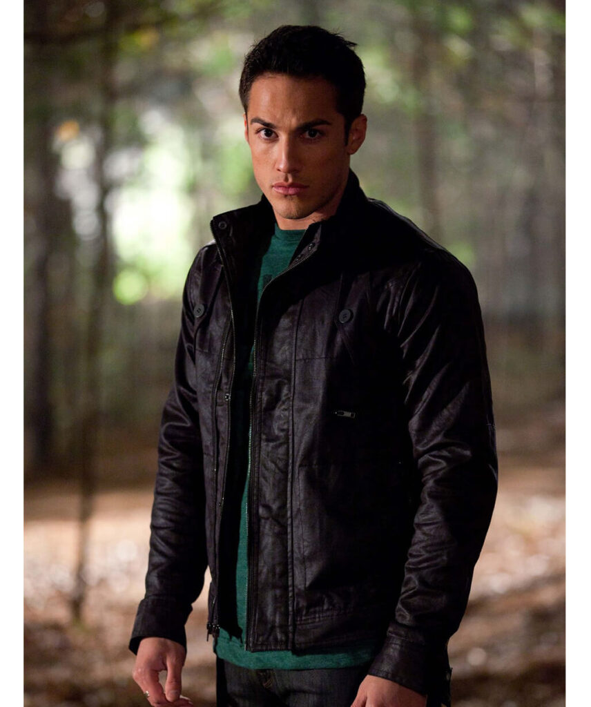Michael Trevino The Vampire Diaries Black Leather Jacket