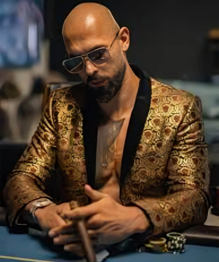Andrew Tate Printed Golden Blazer
